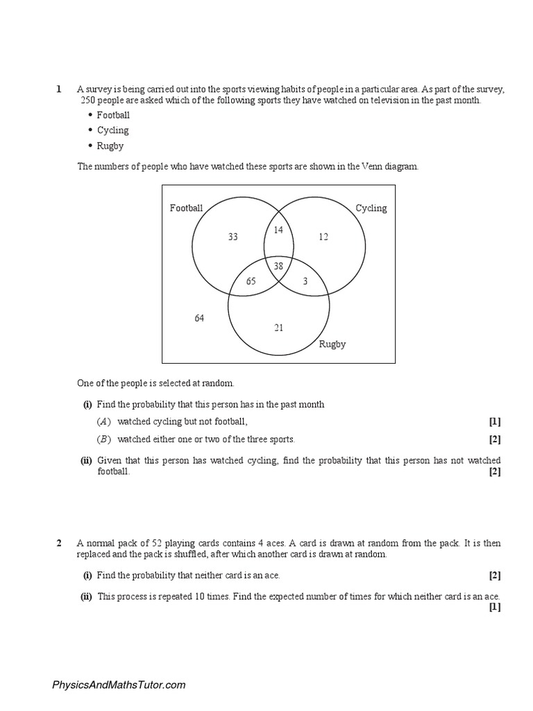 S1 Probability 1 QP PDF | PDF | Probability | Statistics