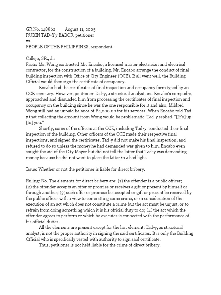 Tad-Y vs. People | PDF