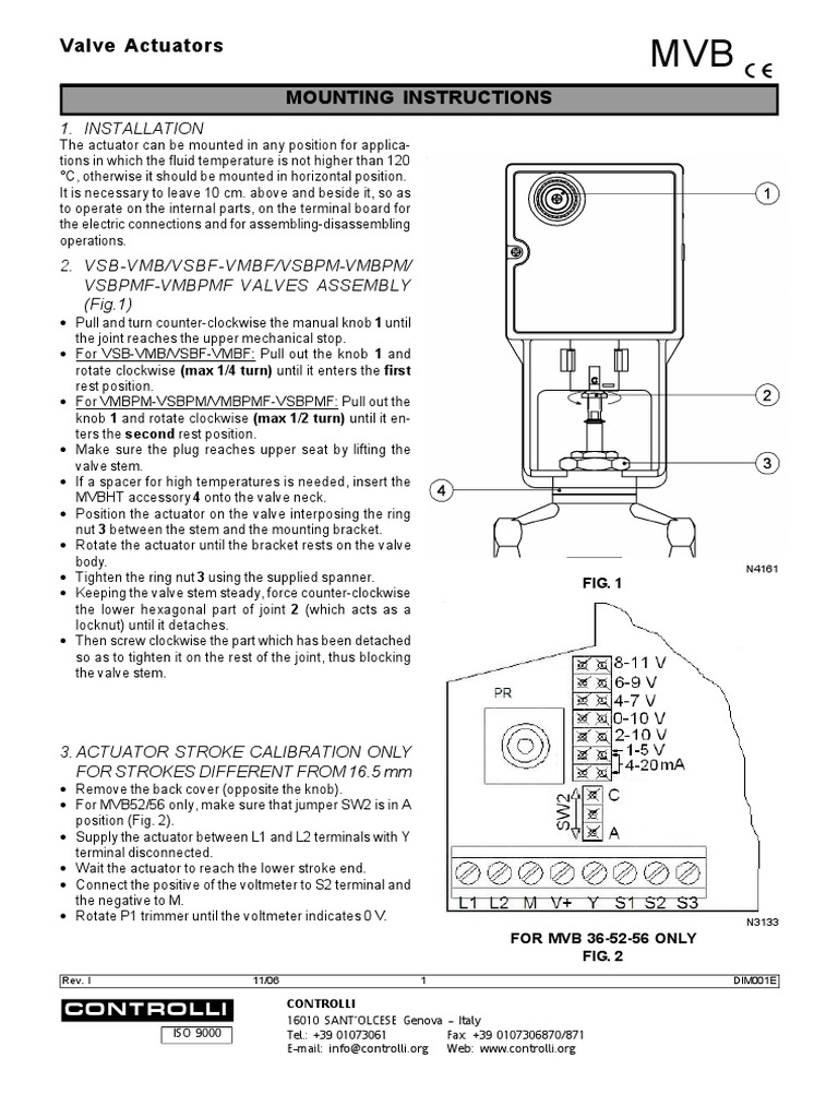 Manual Controlli MVB56 | PDF | Valve | Actuator