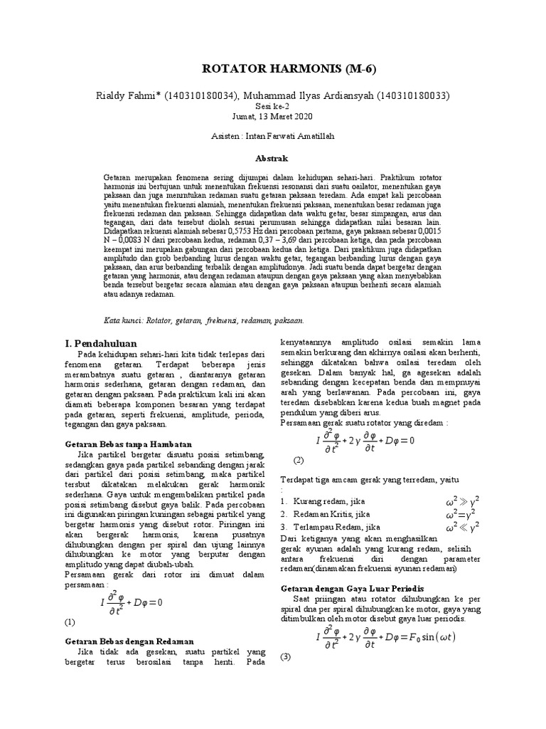 Rialdy Fahmi - M. Ilyas - Rotator Harmonis (M-6) - Intan Farwati - Jumat (13-17) PDF | PDF