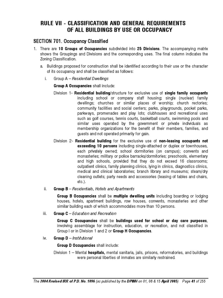 Rule 7 & 8: Building Occupancy Classifications | PDF | Building | Apartment