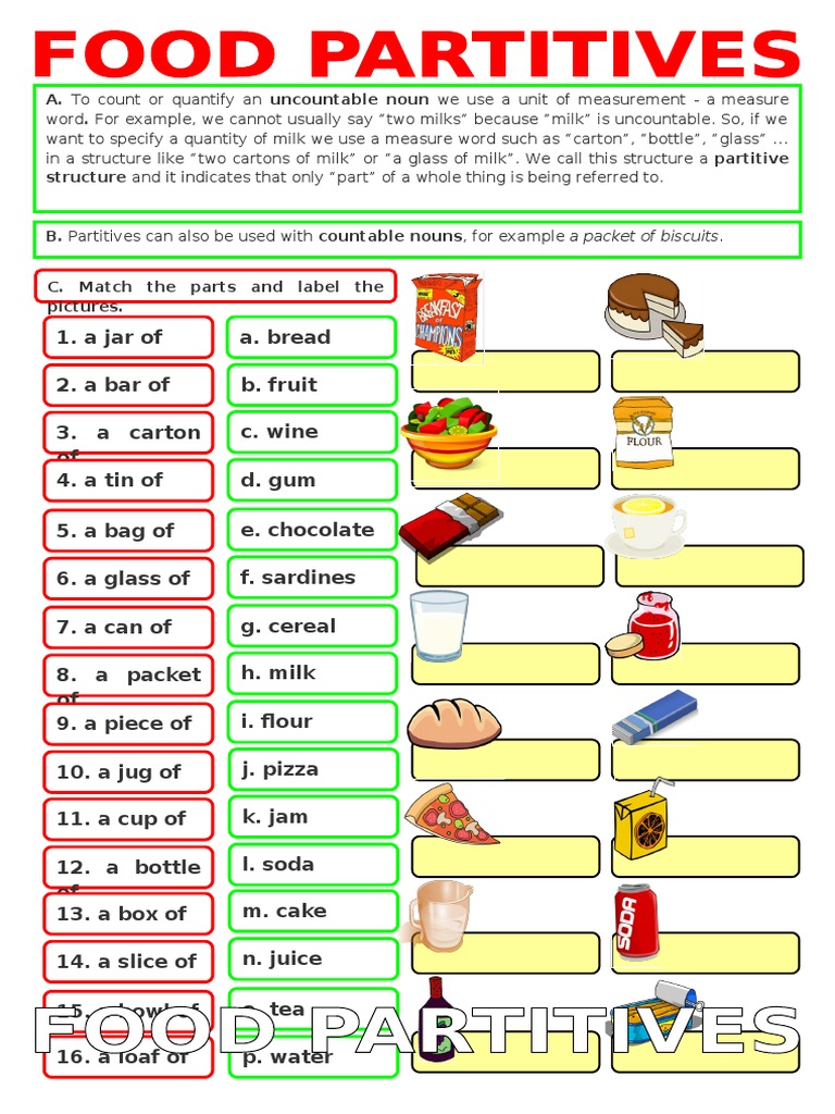 Partitive structures for countable and uncountable nouns | PDF ...