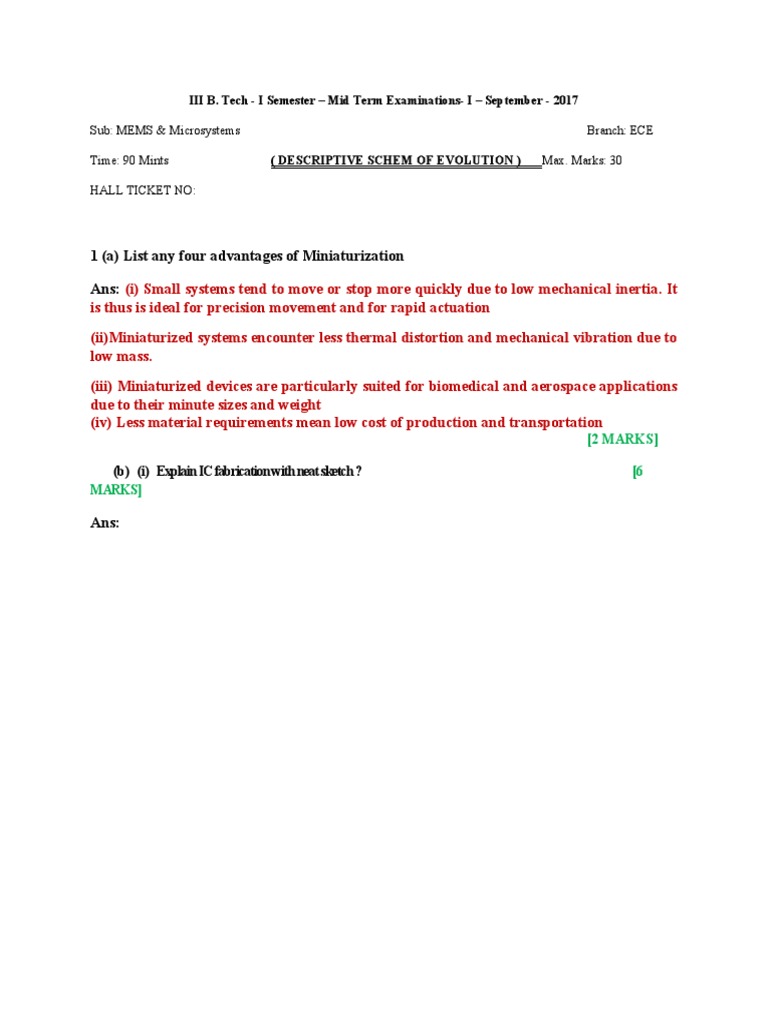 Mems Descriptive Question and Answers Jntu Anantapur | PDF ...