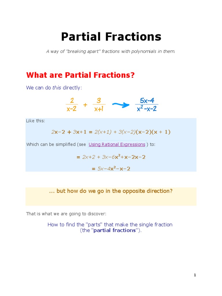 Partial Fractions PDF | Download Free PDF | Factorization | Fraction ...