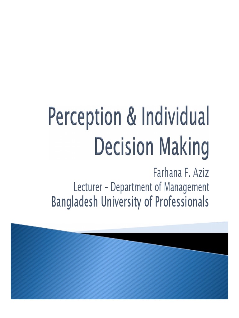 Chapter 6 - Perception & Individual Decision Making | PDF | Perception | Decision Making