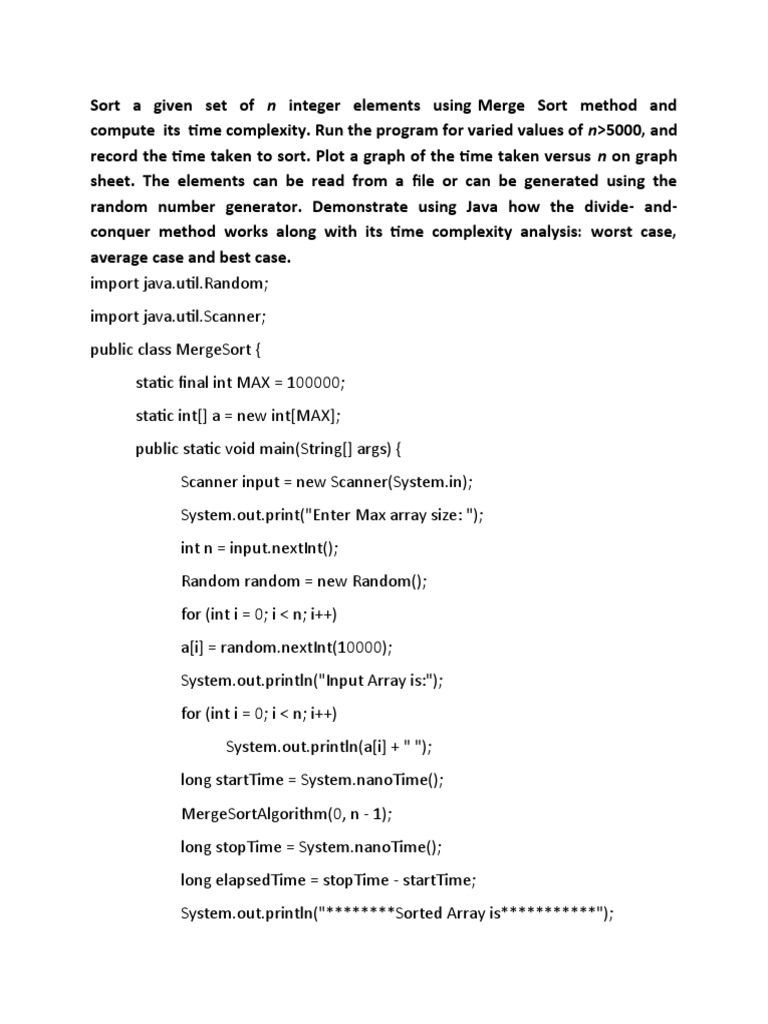 Java Merge Sort Analysis | PDF | Teaching Methods & Materials | Computers