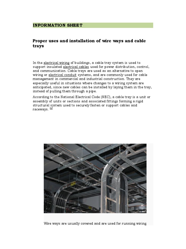Proper Intallation of Wireway and Cable Tray | PDF | Electrical ...