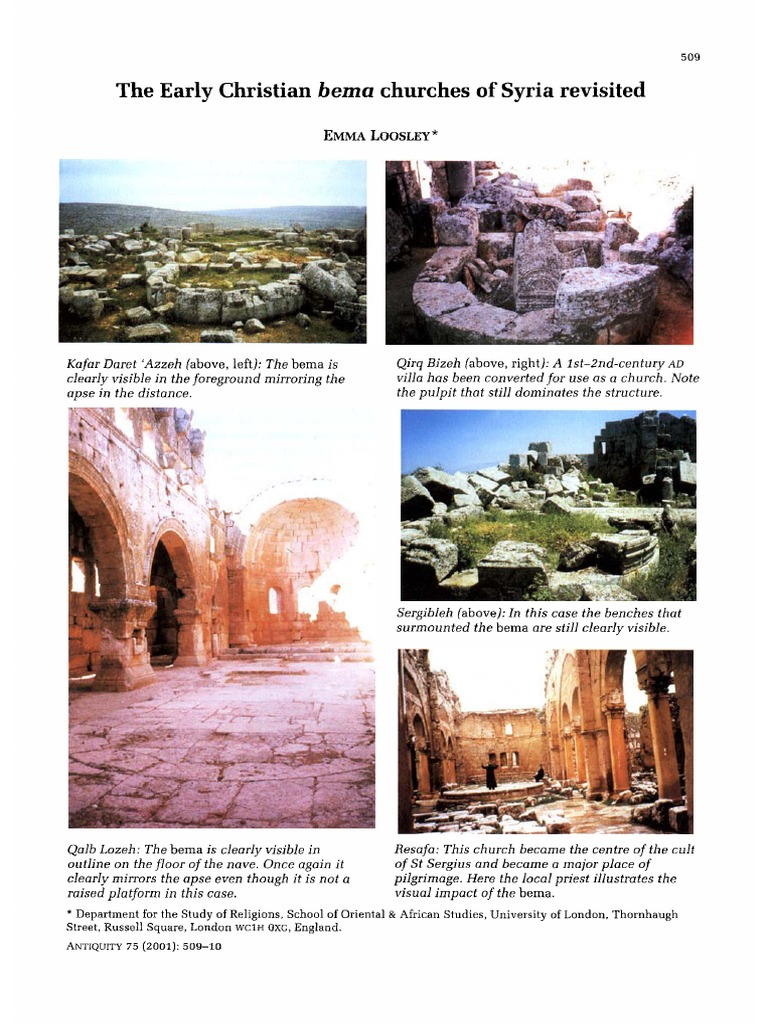 Early Christian Bema Churches in Syria | PDF | Pulpit | Church (Building)