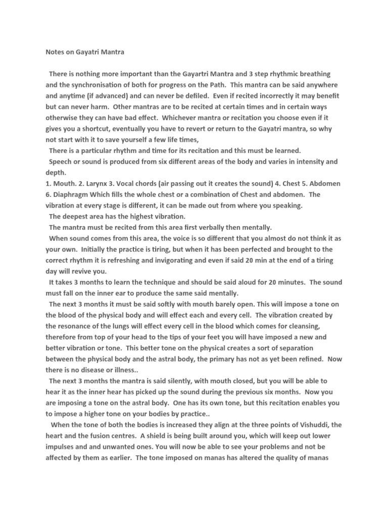 Notes On Gayatri Mantra | PDF | Mantra