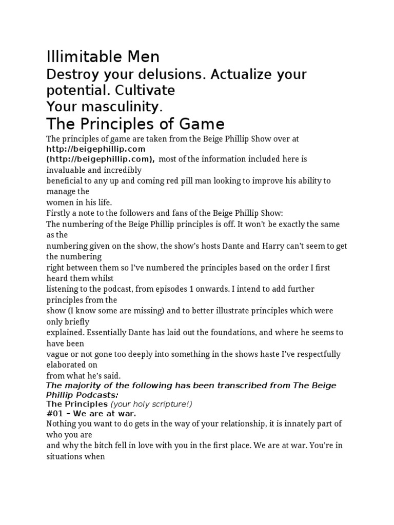 The 25 Principles of Pimp Game | PDF | Reason | Love