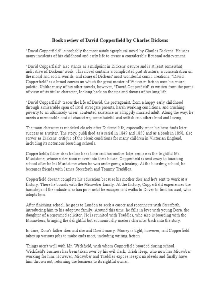 Review of David Copperfield by Dickens | PDF | David Copperfield ...