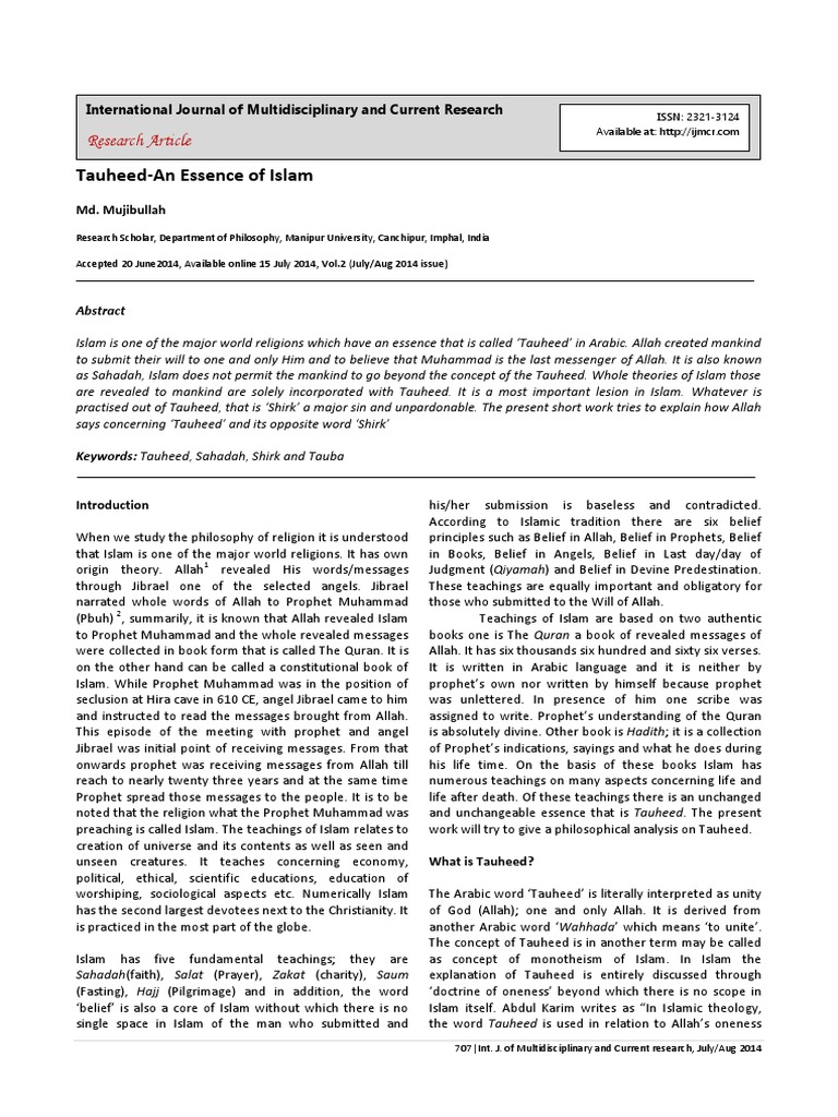 Tauheed-An Essence of Islam - Ref For CH - 1 PDF | PDF | Tawhid | God ...