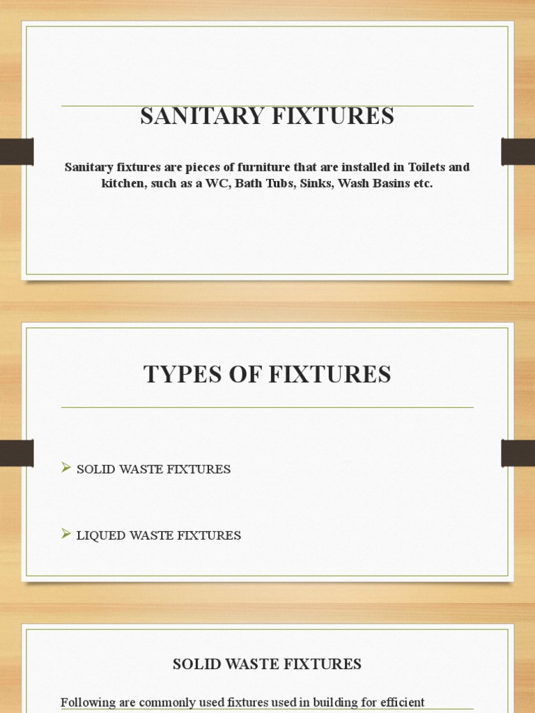 Overview of Sanitary Fixtures | PDF | Sink | Domestic Implements