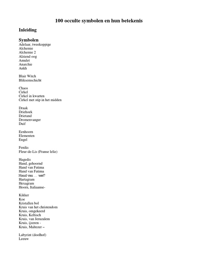 100 Occulte Symbolen en Hun Betekenis | PDF