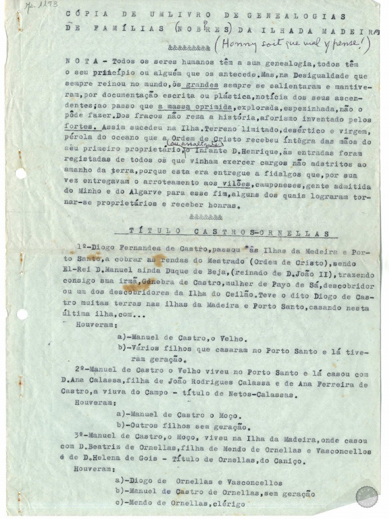 Genealogia de Famílias (Nobres) Da Ilha Da Madeira PDF | PDF