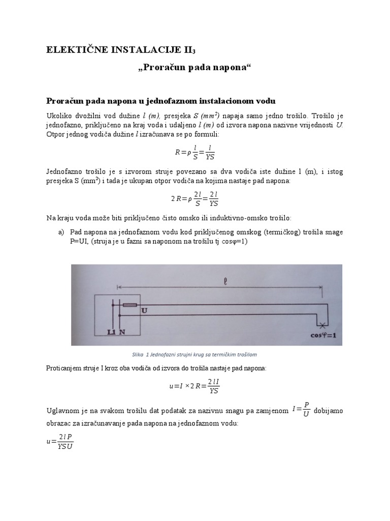 Proračun pada napona.docx | PDF