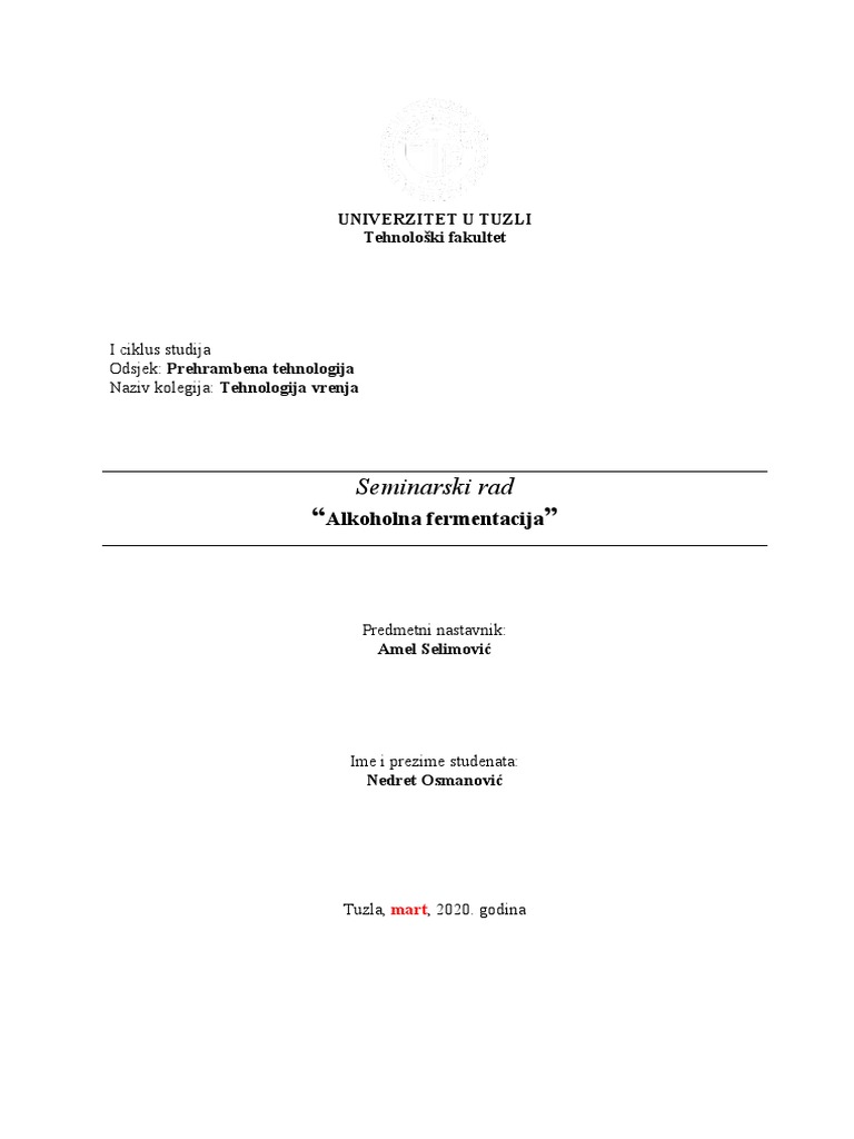 Alkoholna Fermentacija | PDF