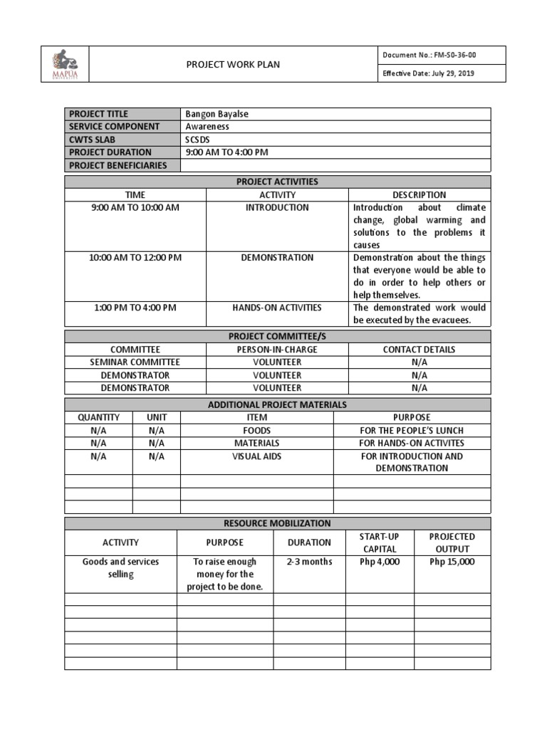 CWTS Project Plan | PDF | Public Sphere | Economies