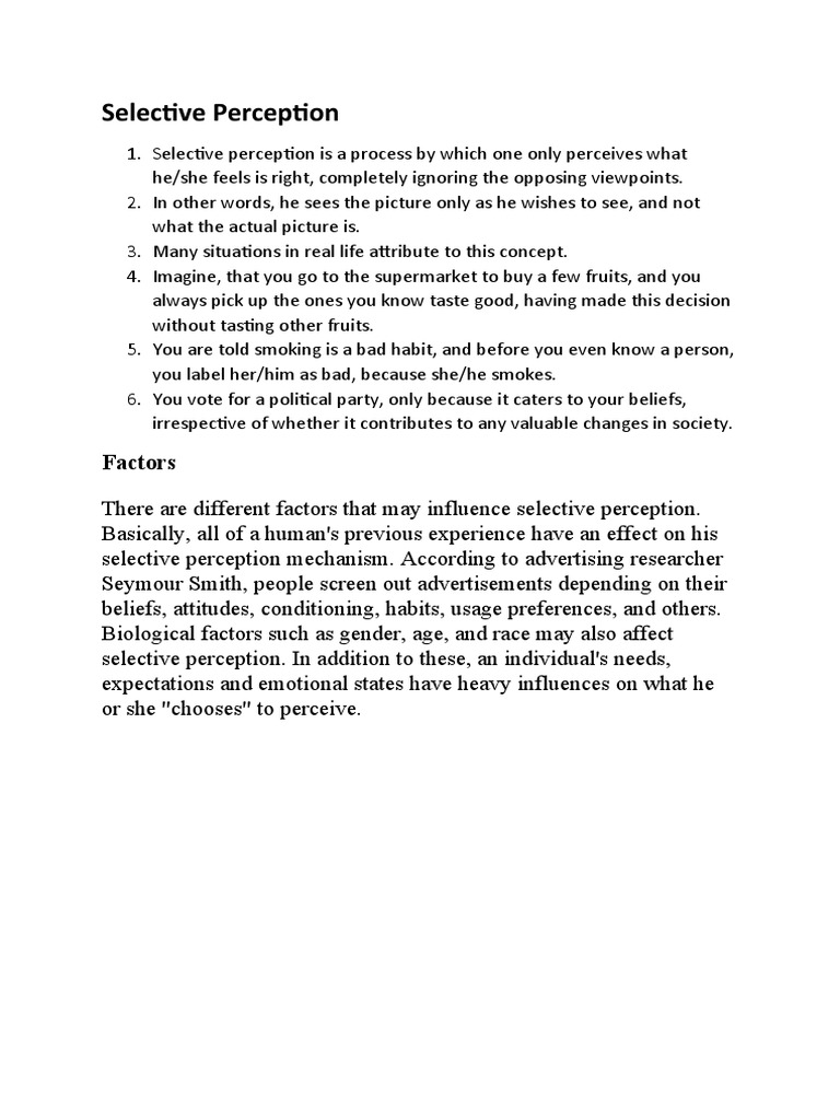 Selective Perception | PDF | Lifestyle