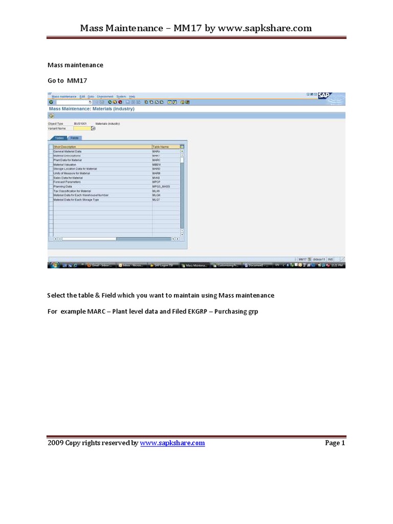 Using MM17 for Mass Maintenance in SAP | PDF