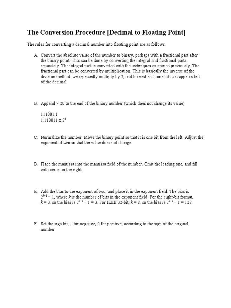 Decimal to Floating Point Conversion Guide | PDF | Decimal ...