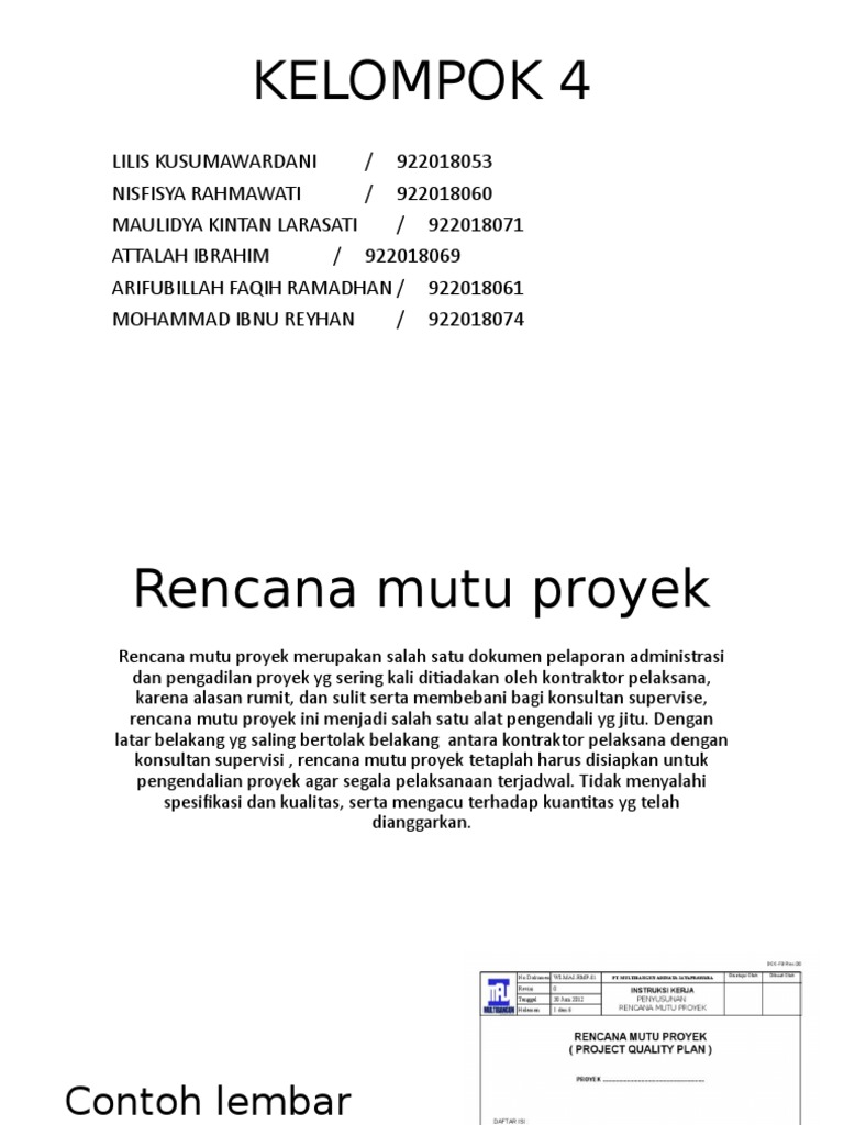 Rencana Mutu Proyek | PDF