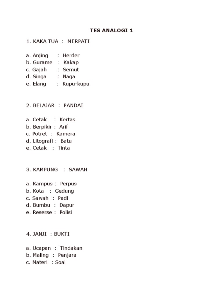 Tes Analogi 1 | PDF