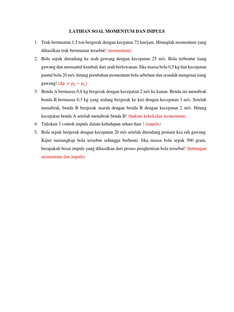 Latihan Soal Momentum Impuls | PDF