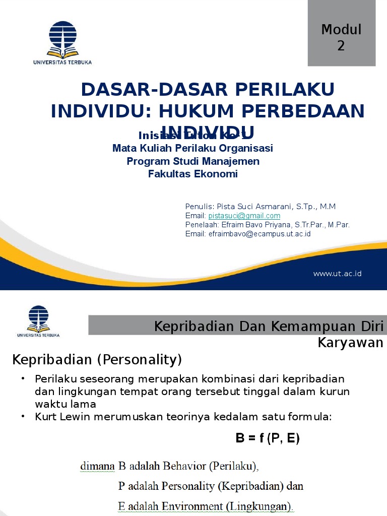Modul 2 - Dasar-Dasar Perilaku Individu Hukum Perbedaan Individu | PDF