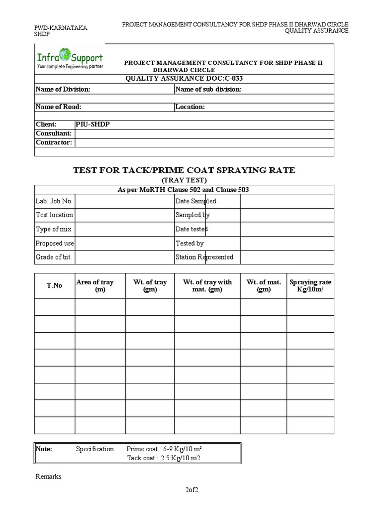 Tack-Prime Coat Spraying Rate | PDF