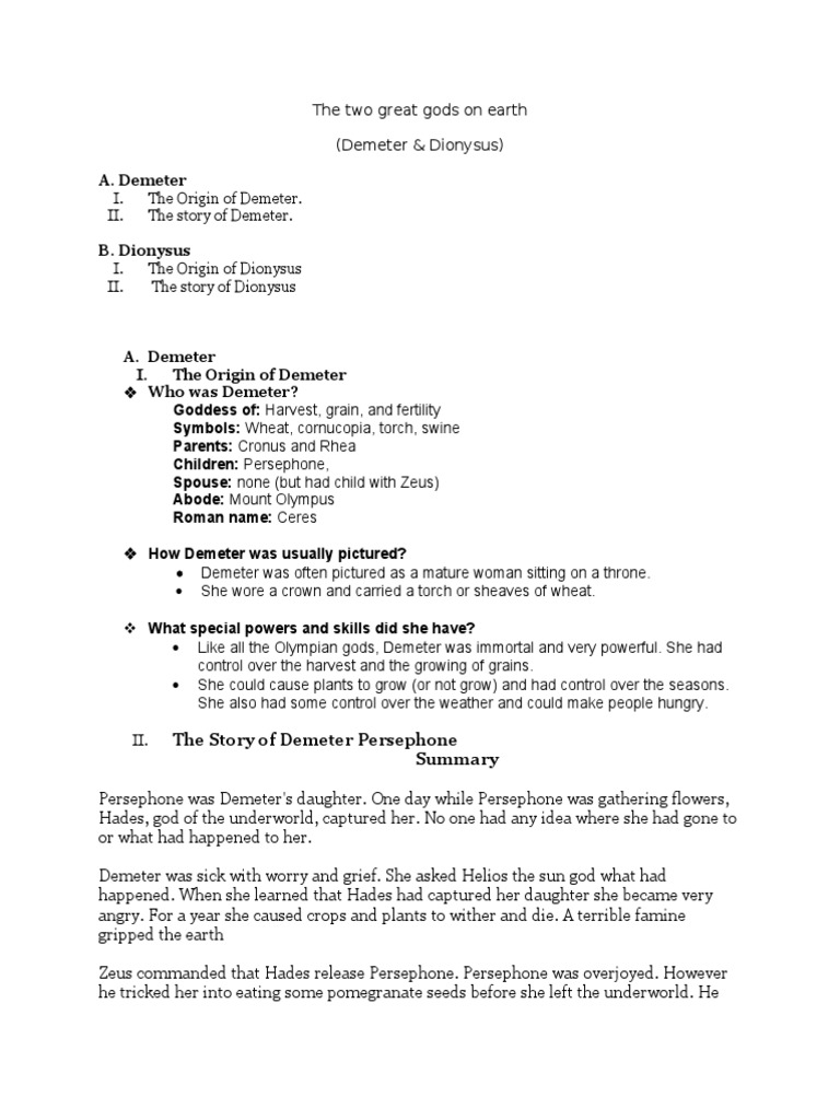 The Two Great Gods On Earth Version 2 | PDF | Dionysus | Persephone