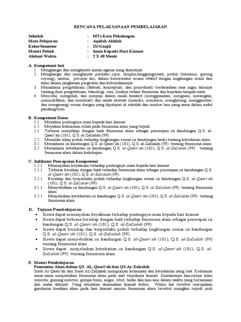 RPP MT | PDF | Sains & Matematika