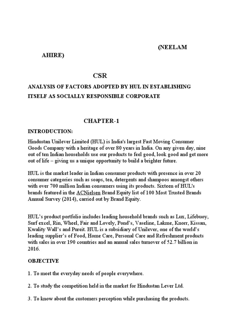 Chapters of Csr-Hul | PDF | Corporate Social Responsibility | Resource