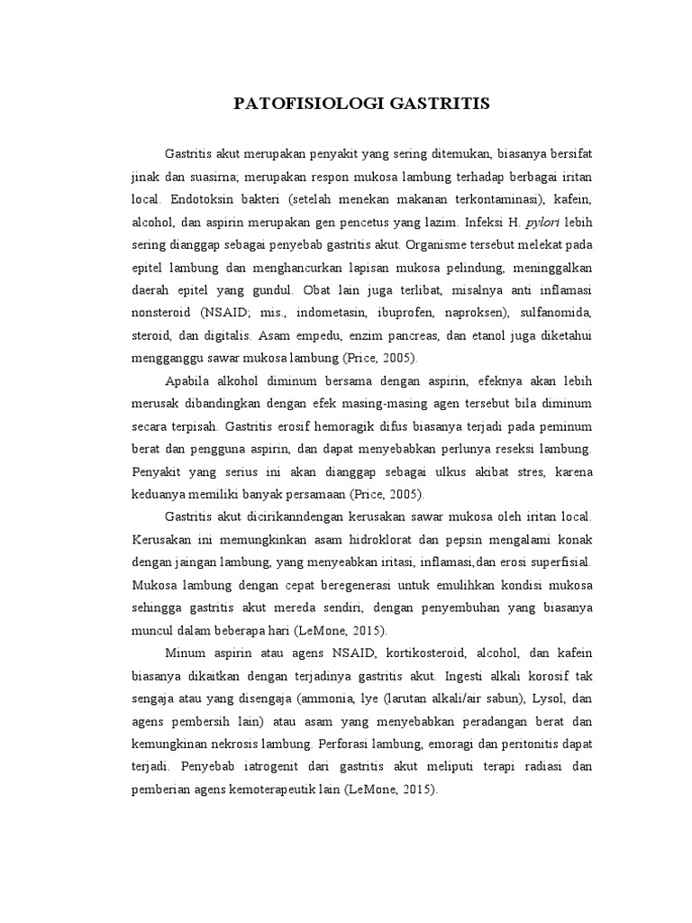 Patofisiologi Gastritis | PDF