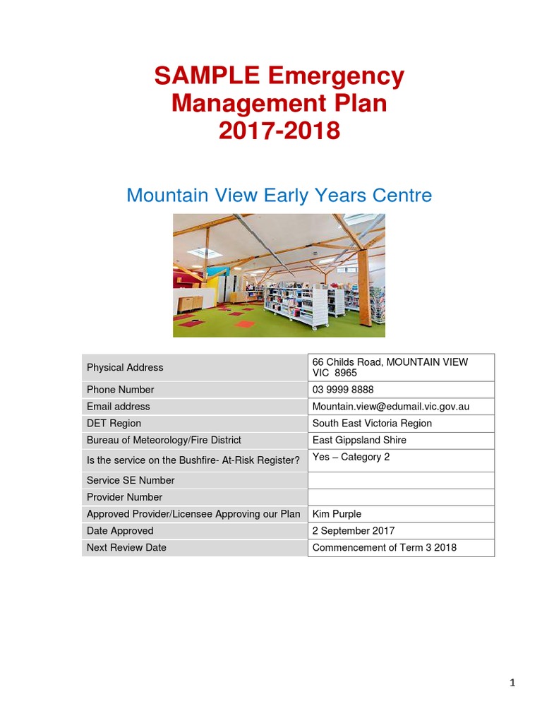 Sample Children's Services Emergency Management Plan | PDF | Emergency ...