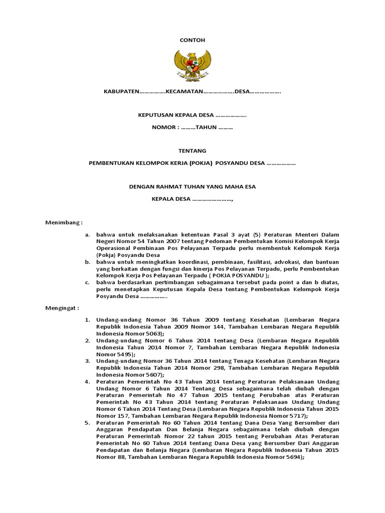 Contoh Format SK Pokja | PDF | Griya & Taman