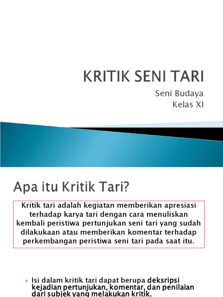 Kritik Seni Tari Kelas Xi PDF | PDF