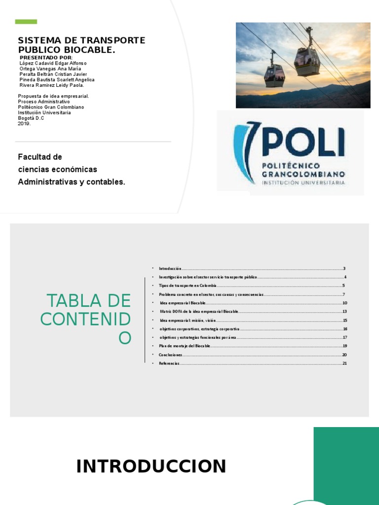 Propuesta de Biocable: Innovación en Transporte | PDF | Transporte ...
