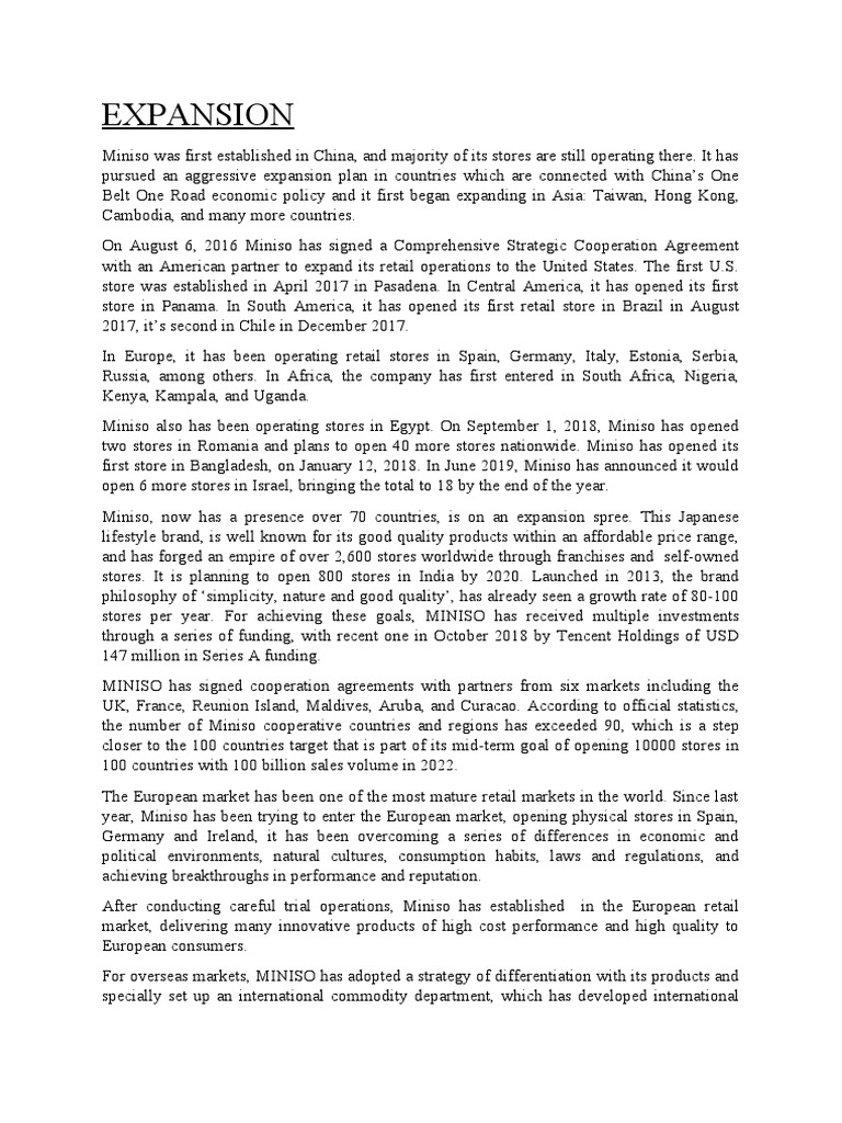 Miniso EXPANSION | PDF | Economies | Business