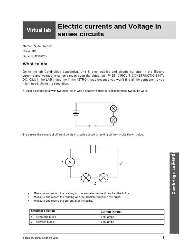 Circuits Virtual Lab | PDF | Series And Parallel Circuits | Voltage
