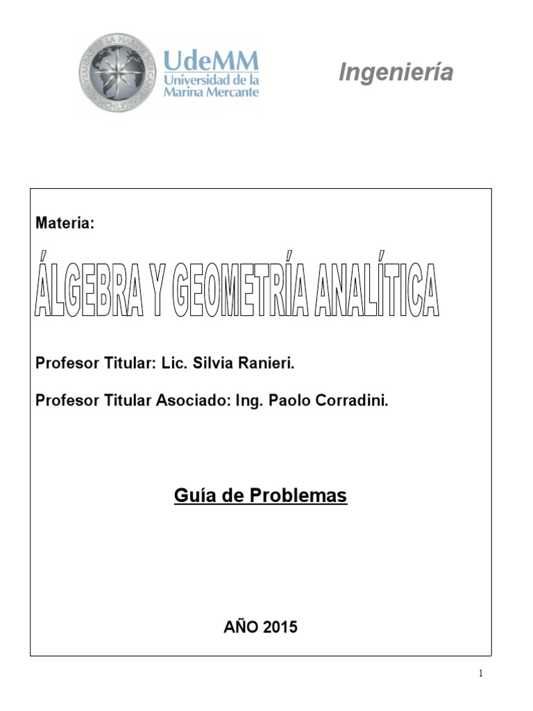 Guia de Ejercicios - Algebra - 2015 1C | PDF | Geometria plana) | Triángulo