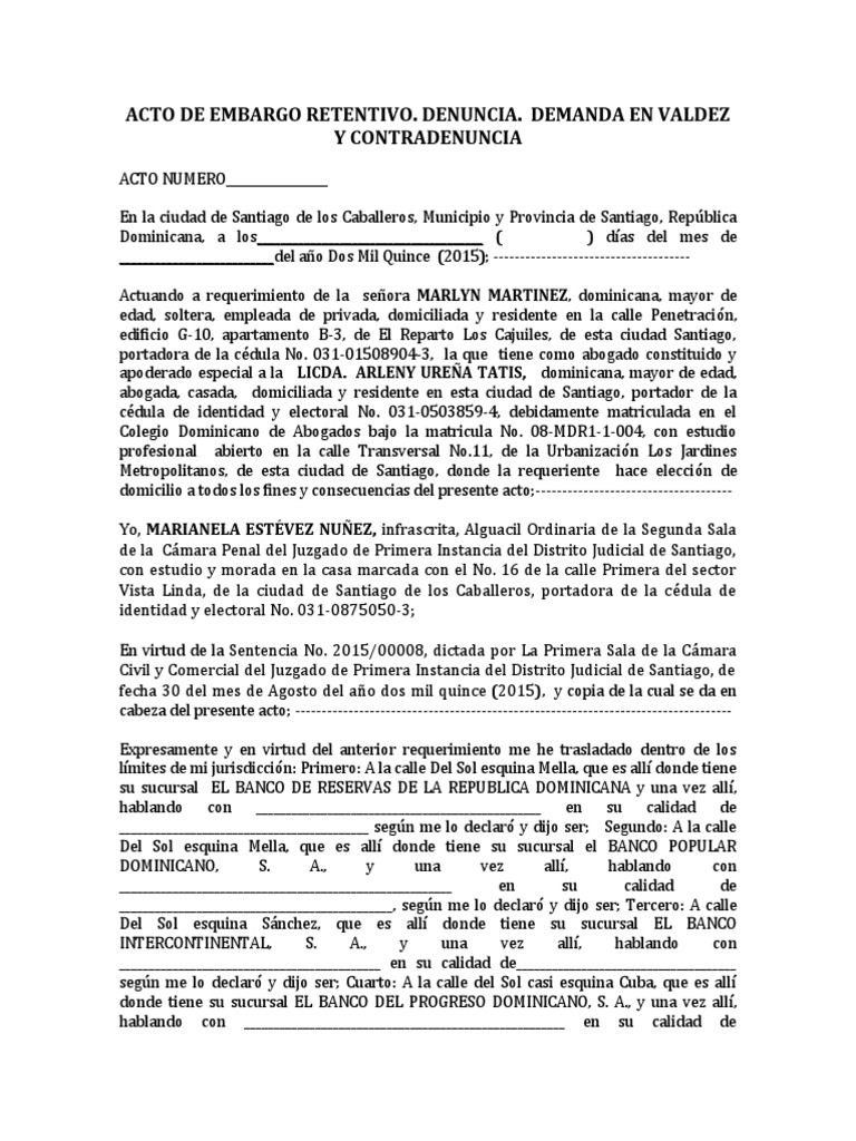 Acto de Embargo Retentivo. 2 | PDF | República Dominicana | Bancos