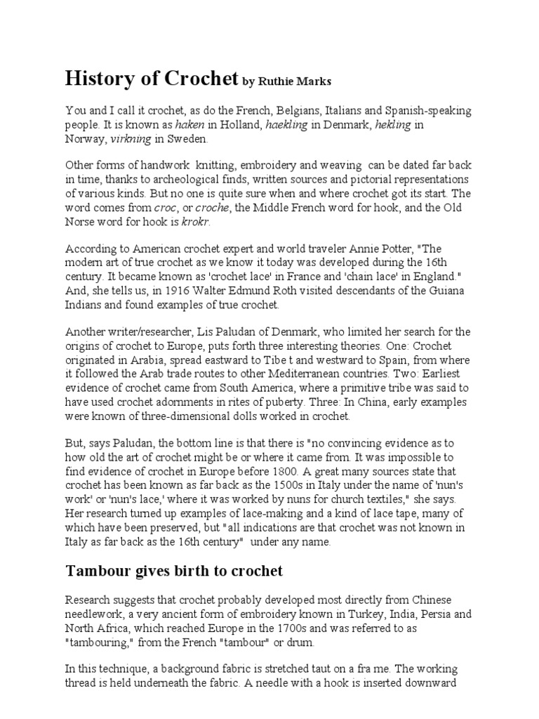 History of Crochet | PDF | Crochet | Yarn