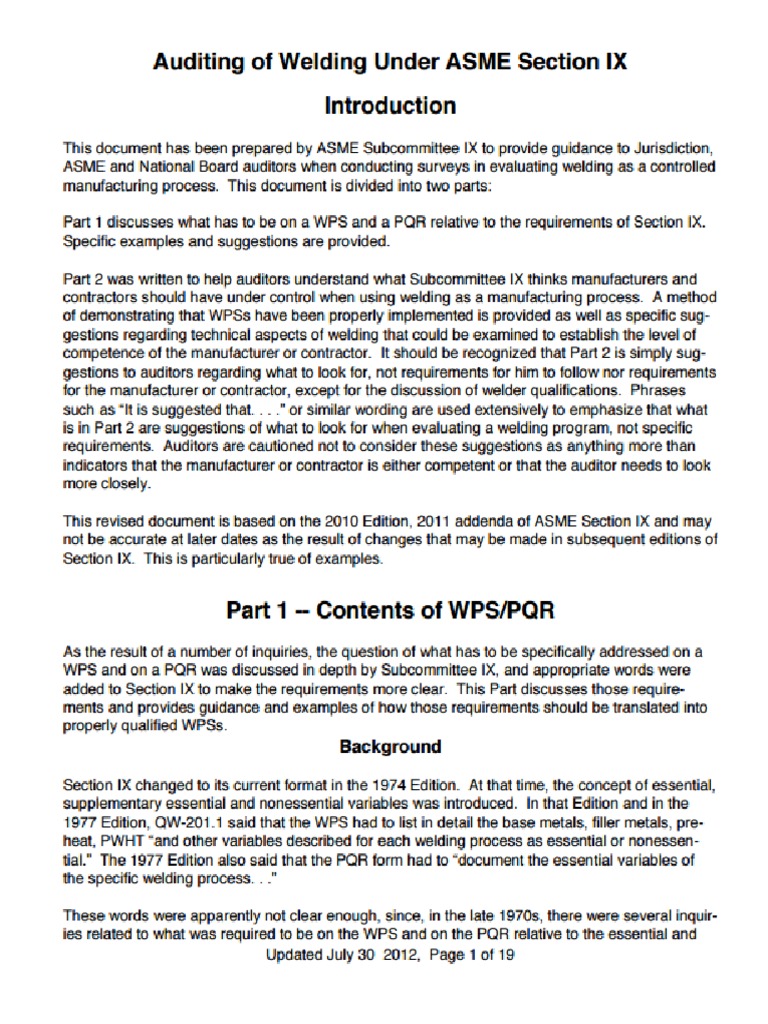 Asme Sec-Ix-Auditing of Welding | PDF