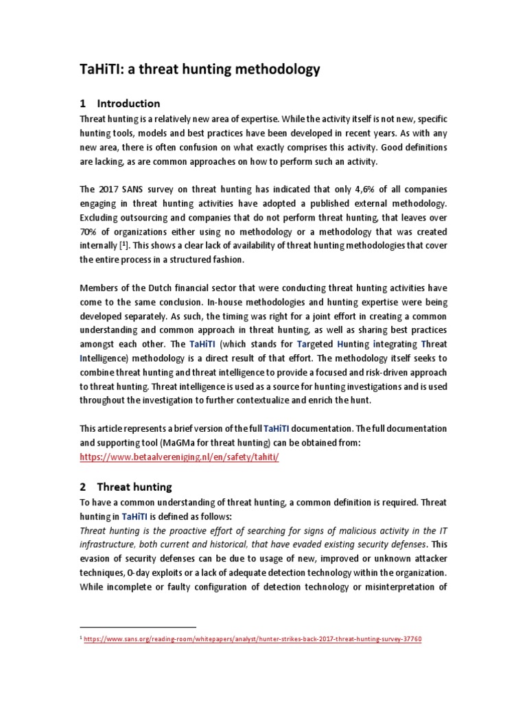 A Threat Hunting Methodology | PDF | Data Analysis | Analysis