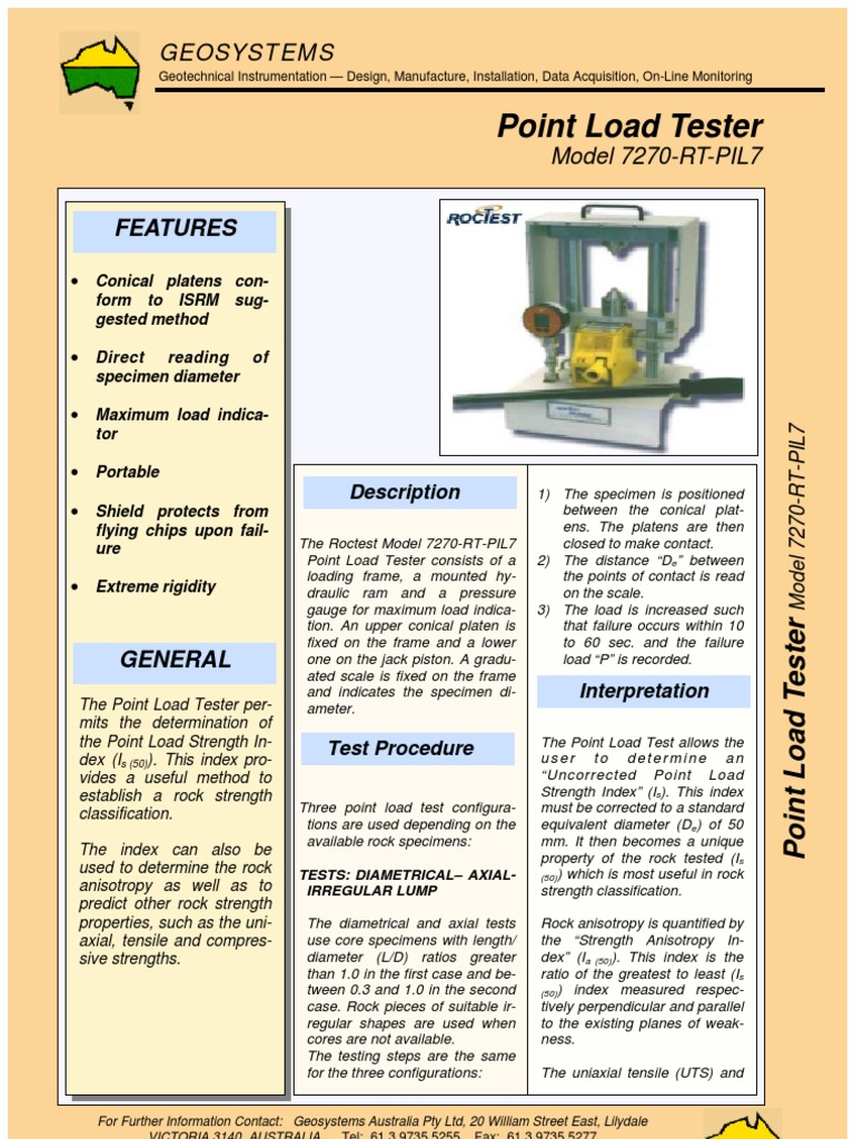Point Load Tester Model 7270-RT-PIL7 | PDF | Stress (Mechanics ...