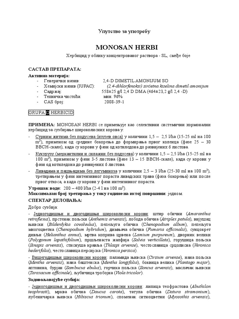 Uputstvo Monosan Herbi | PDF