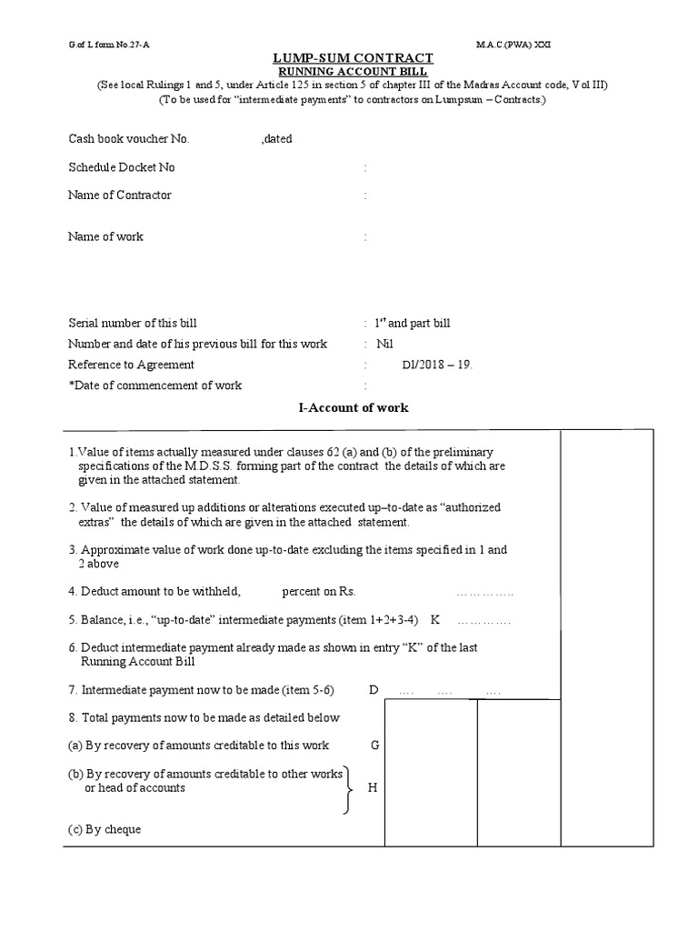 LS Running Account Bill | PDF | Cheque | Payments