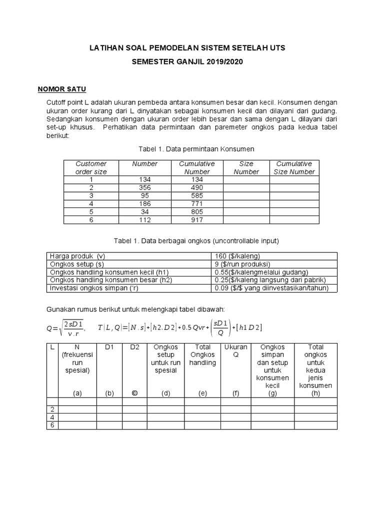 6794 - 2019-Latihan Soal Pemsis Pasca UTS | PDF