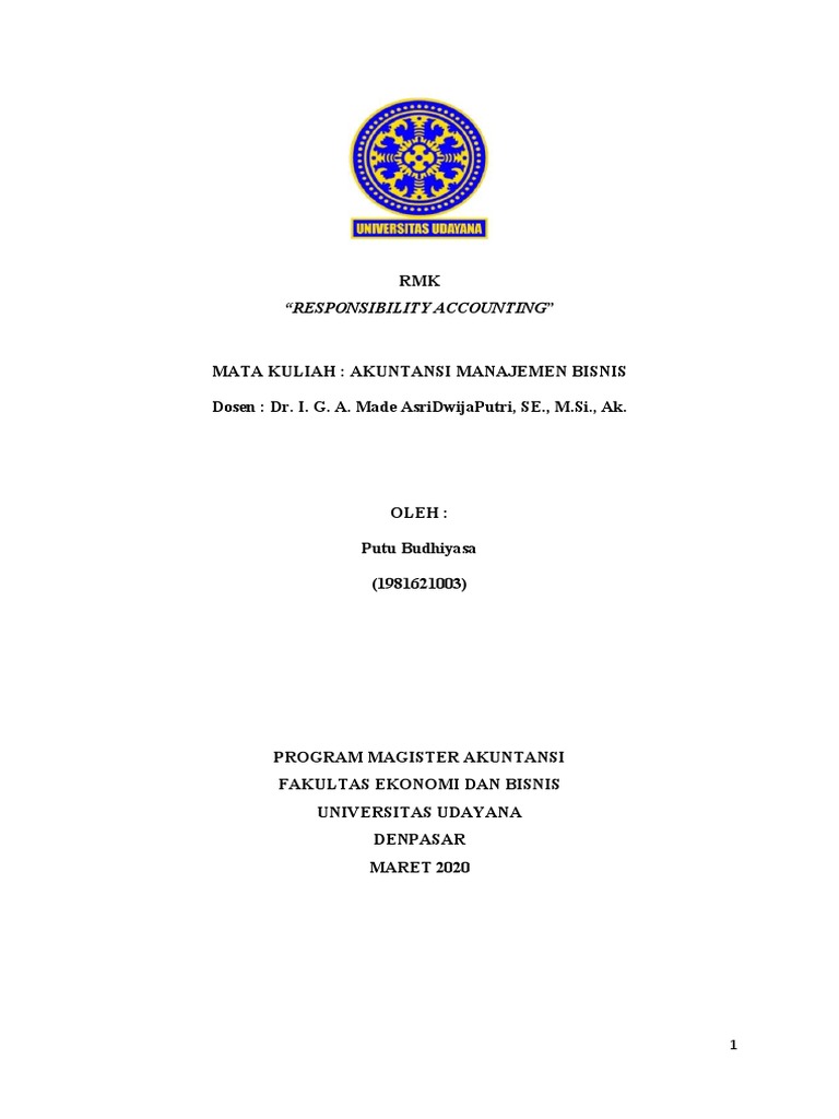 BAB 10 RESPONSIBILITY ACCOUNTING Individu RMK | PDF